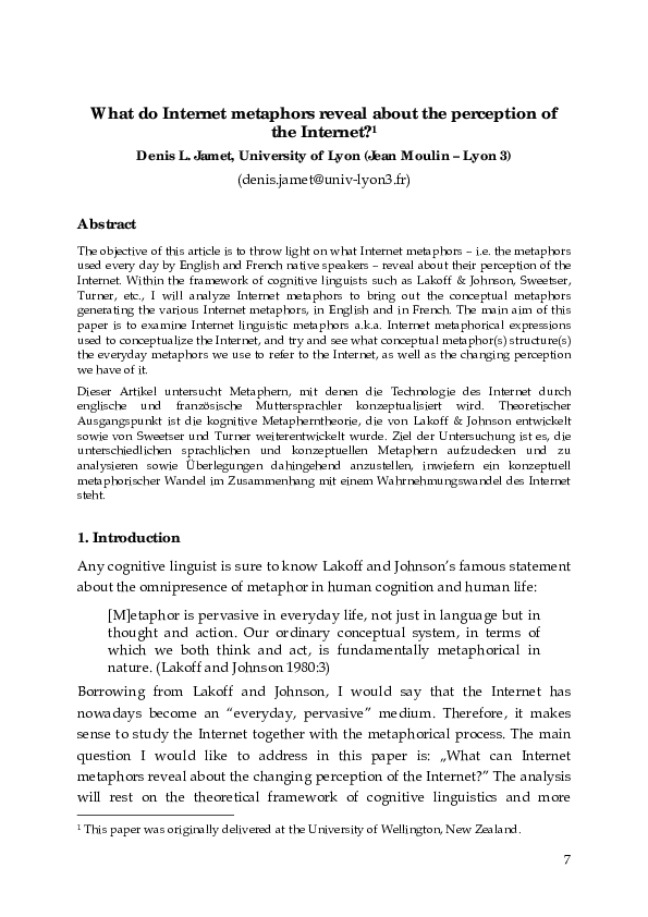 (PDF) What do Internet metaphors reveal about the perception of the ...