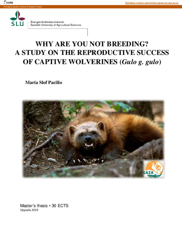(PDF) Why are you not breeding? : a study on the reproductive success ...