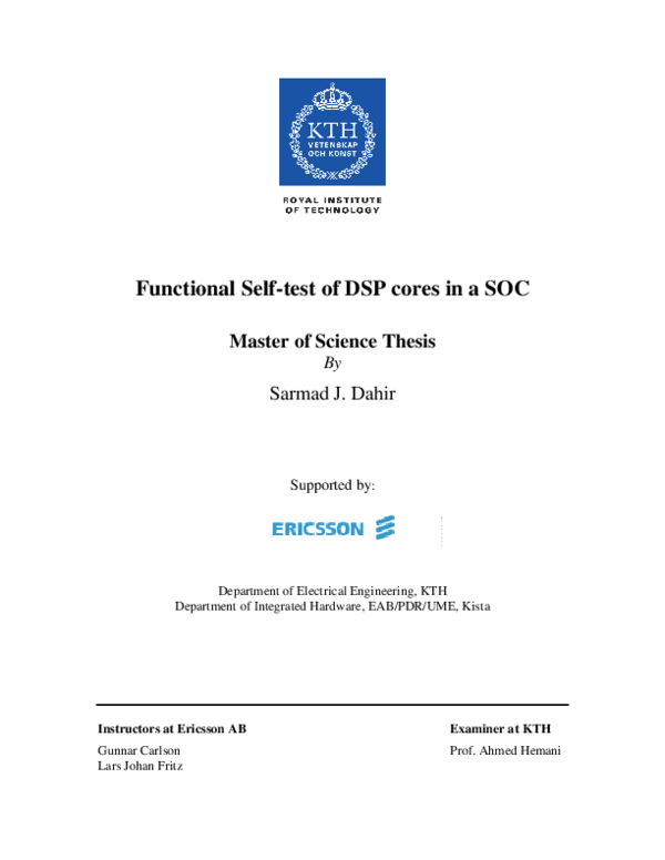 (PDF) Functional Self-Test of DSP cores in a SOC
