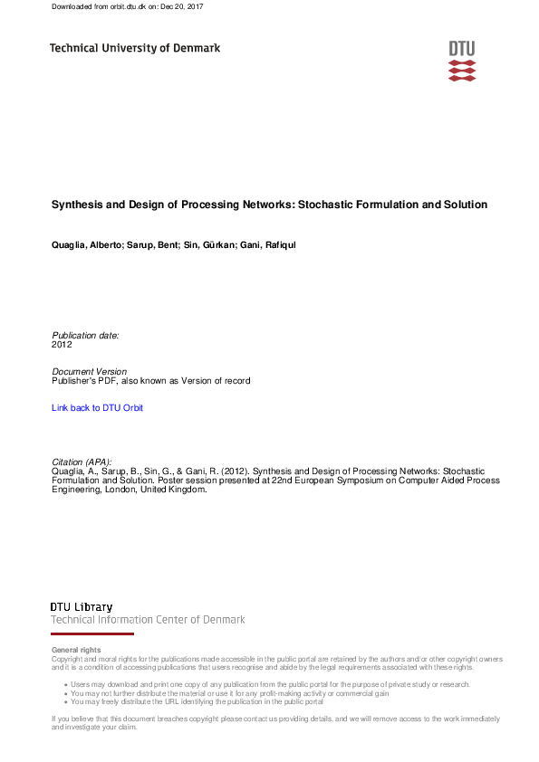 (PDF) Stochastic Design of Processing Networks