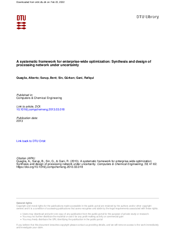 (PDF) A systematic framework for enterprise-wide optimization ...