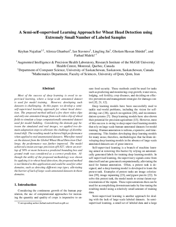 (PDF) A Semi-self-supervised Learning Approach for Wheat Head Detection using Extremely Small ...