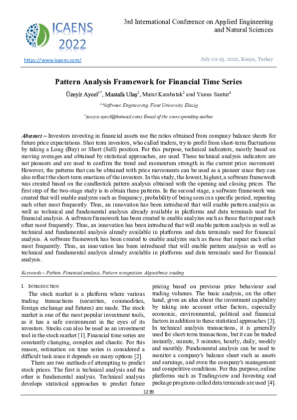 (PDF) Pattern Analysis Framework for Financial Time Series