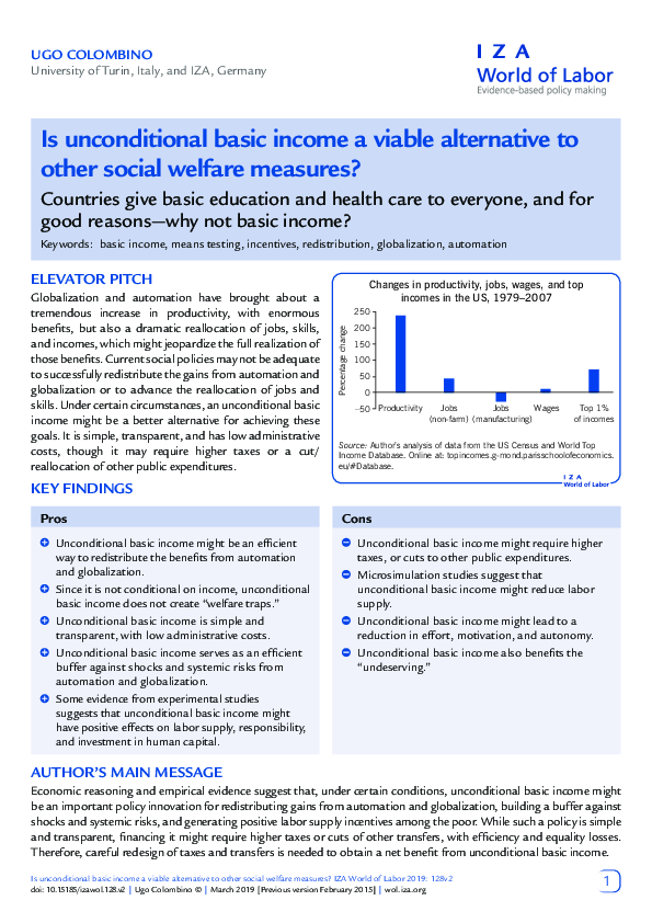 (PDF) Is unconditional basic income a viable alternative to other ...