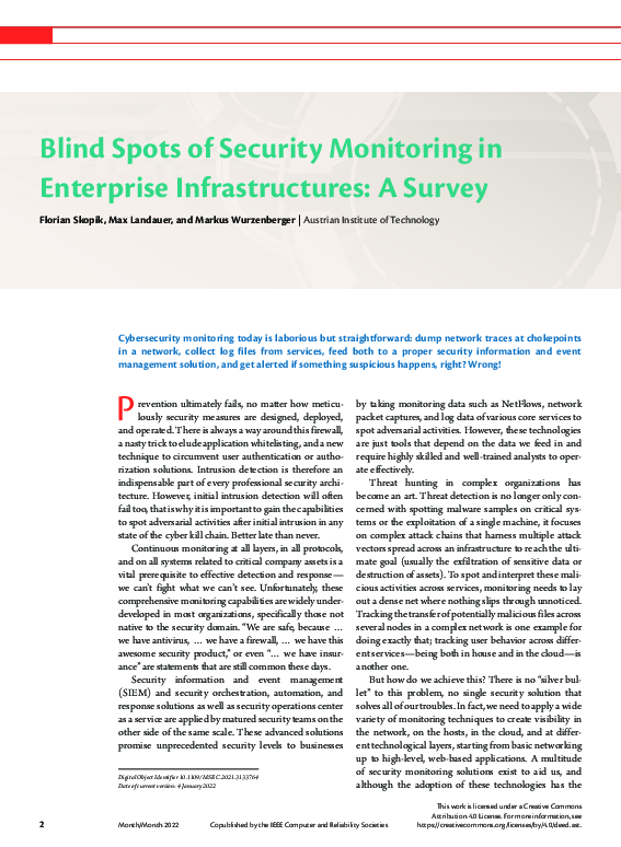 (PDF) Blind Spots of Security Monitoring in Enterprise Infrastructures ...