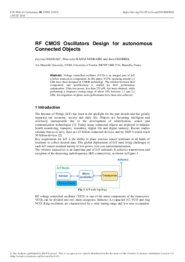 (PDF) RF CMOS Oscillators Design for autonomous Connected Objects ...