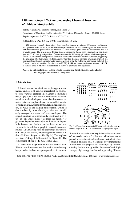 (PDF) Lithium Isotope Effect Accompanying Chemical Insertion of Lithium ...