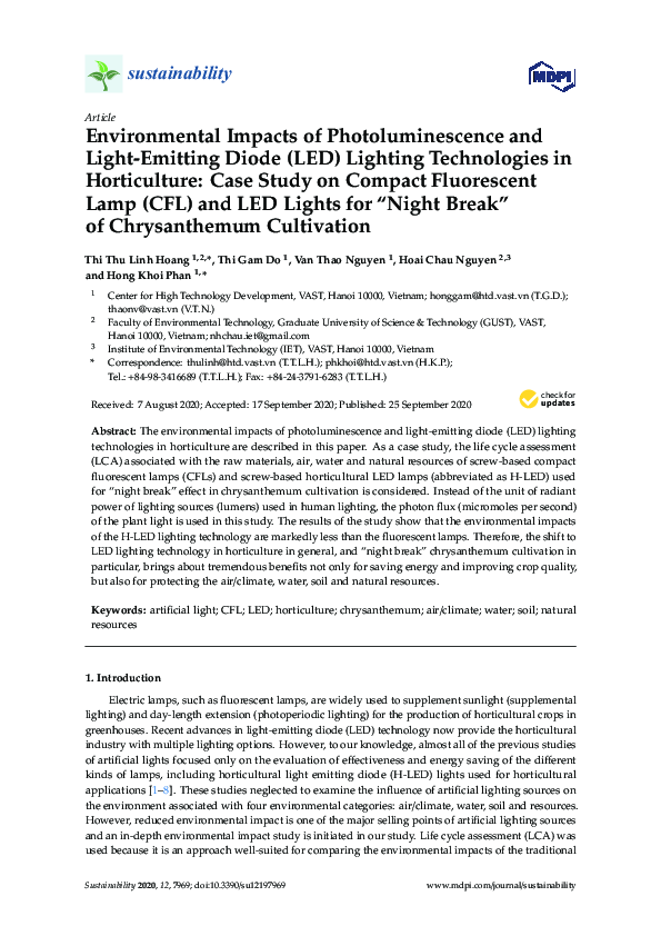 (PDF) Environmental Impacts of Photoluminescence and Light-Emitting ...