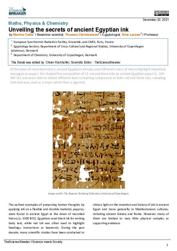 (PDF) Unveiling the secrets of ancient Egyptian ink