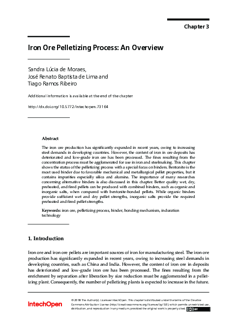 (PDF) Iron Ore Pelletizing Process: An Overview