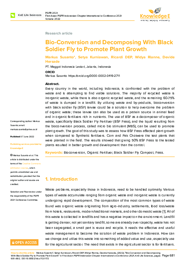 (PDF) Bio-Conversion and Decomposing With Black Soldier Fly to Promote ...
