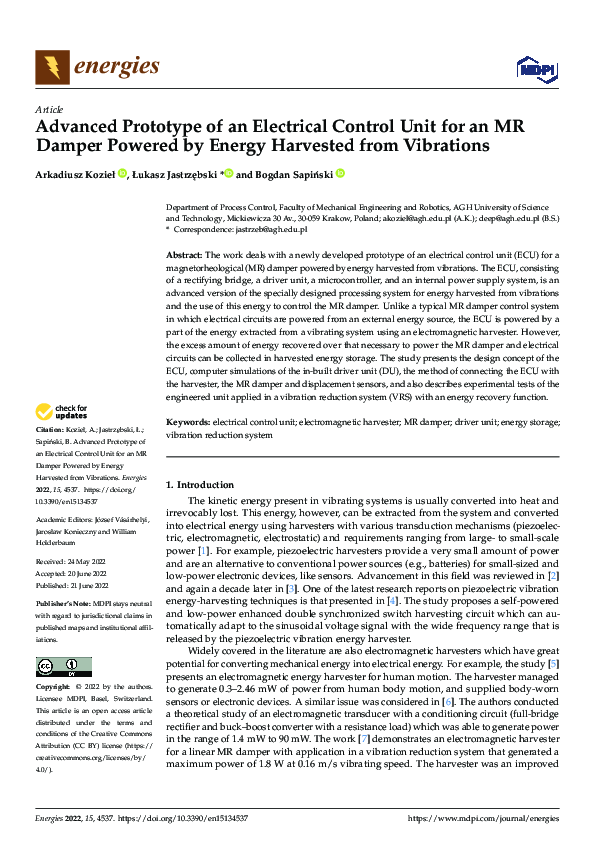 (PDF) Advanced Prototype of an Electrical Control Unit for an MR Damper ...