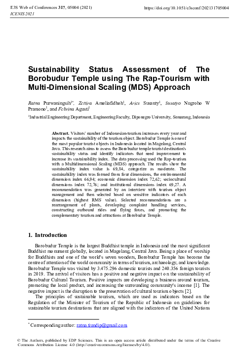 (PDF) Sustainability Status Assessment of The Borobudur Temple using The Rap-Tourism with Multi ...