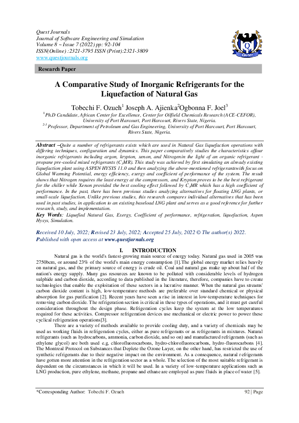 (PDF) A Comparative Study of Inorganic Refrigerants for the ...