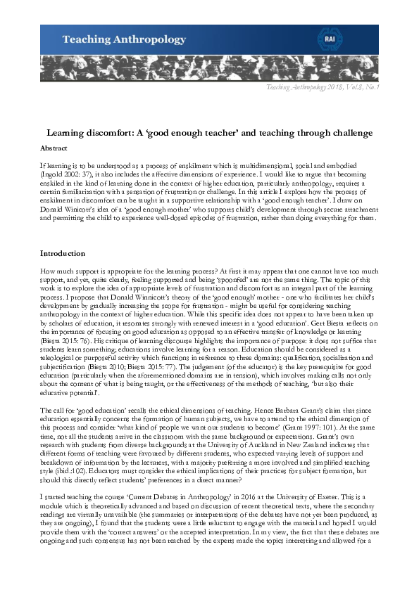 (PDF) Learning discomfort