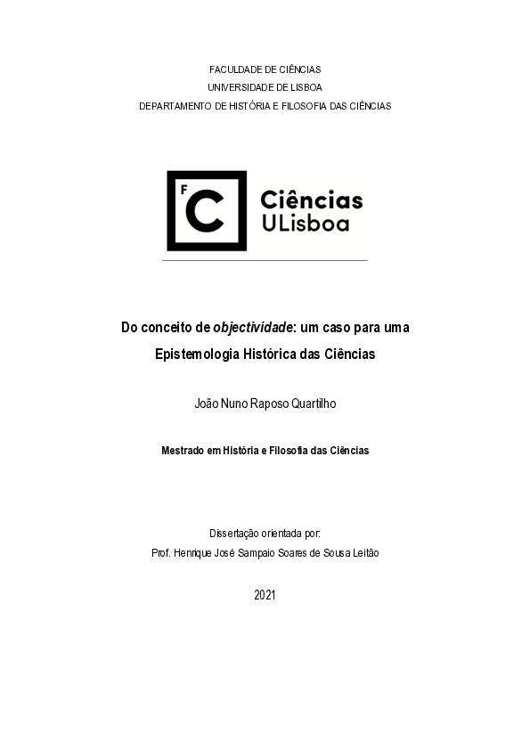 (PDF) Do conceito de objectividade: um caso para uma Epistemologia ...