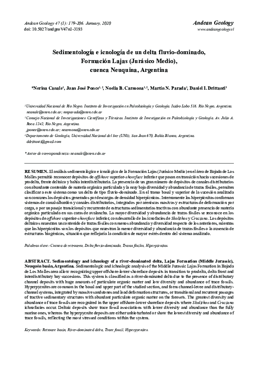 (PDF) Sedimentología e icnología de un delta fluvio-dominado, Formación ...