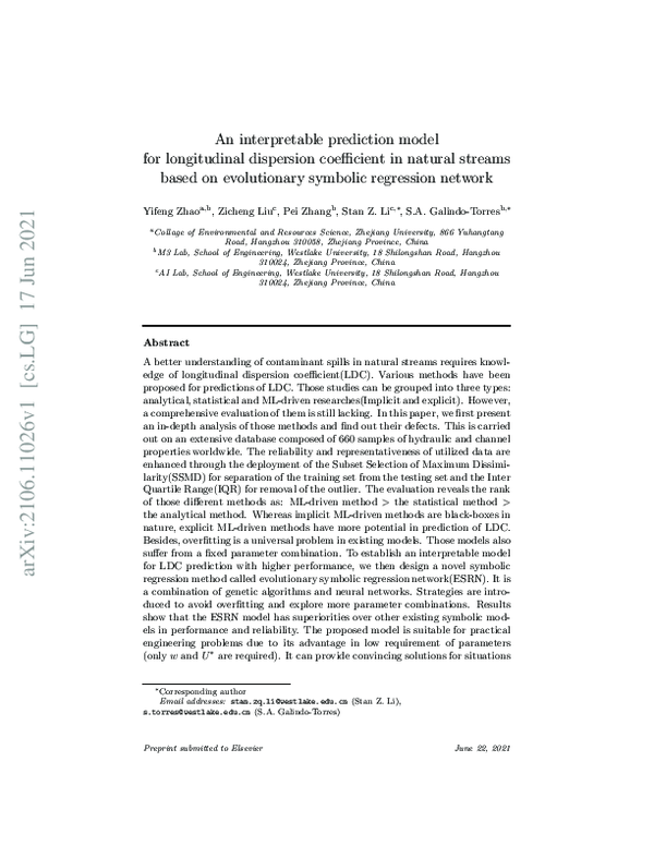 (PDF) An interpretable prediction model for longitudinal dispersion coefficient in natural ...