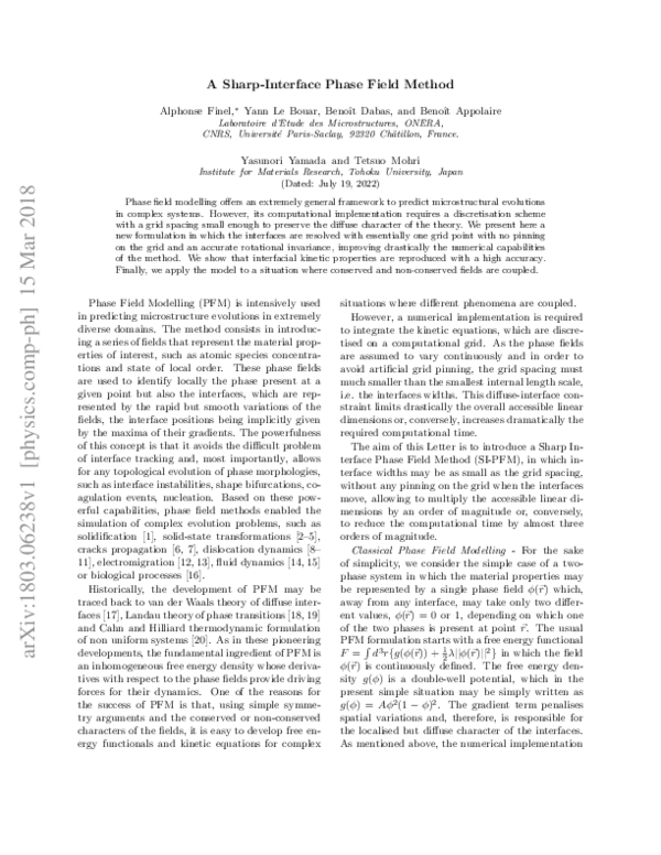 (PDF) A Sharp-Interface Phase Field Method