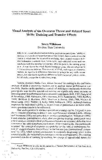 (PDF) Visual Analysis of the Overarm Throw and Related Sport Skills ...