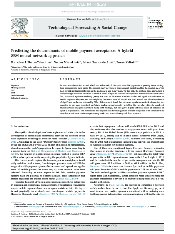 (PDF) Predicting the determinants of mobile payment acceptance: A hybrid SEM-neural network approach