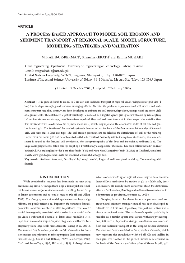 (PDF) A Process Based Approach to Model Soil Erosion and Sediment Transport at Regional Scale ...