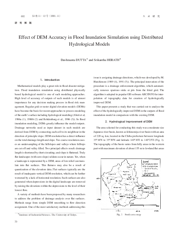 Pdf Effect Of Dem Accuracy In Flood Inundation Simulation Using Distributed Hydrological Models