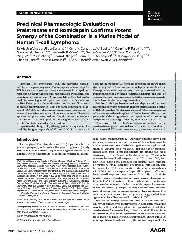 (PDF) Preclinical Pharmacologic Evaluation of Pralatrexate and ...