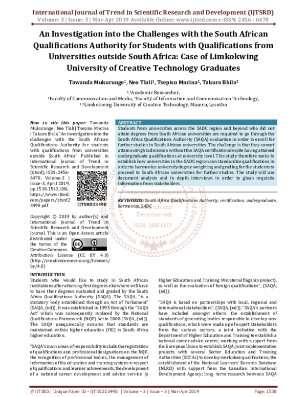 (PDF) An investigation into the challenges with the South African ...