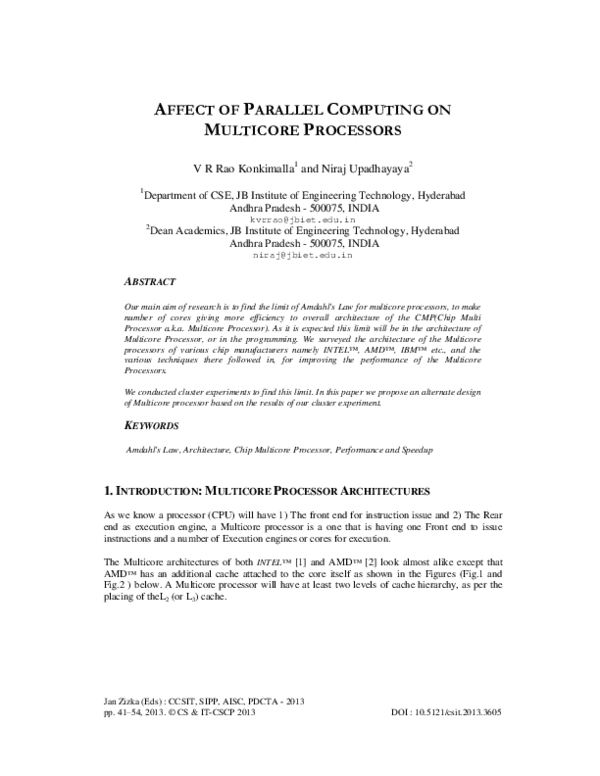 (PDF) Affect of Parallel Computing on Multicore Processors
