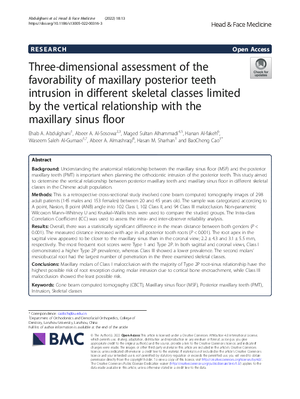 (PDF) Three-dimensional assessment of the favorability of maxillary posterior teeth intrusion in ...