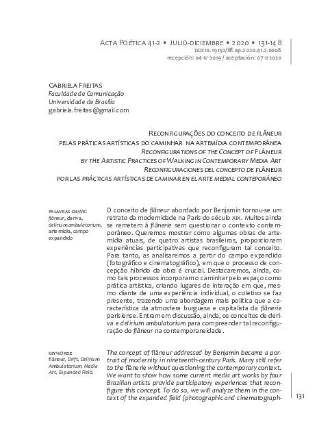 (PDF) Reconfigurations of the Concept of Flâneur by the Artistic ...