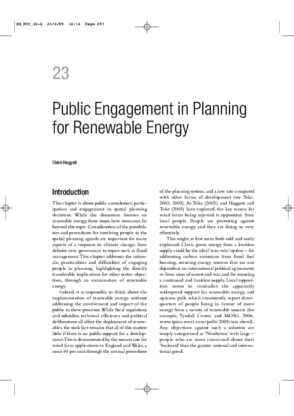 (PDF) Public Engagement in Planning for Renewable Energy