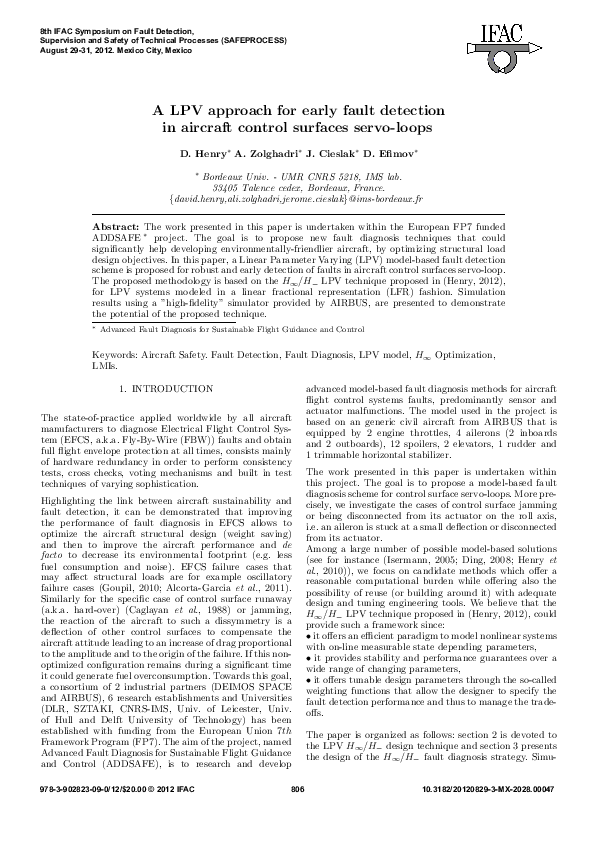 (PDF) LPV Fault Detection in Aircraft Servo-Loop