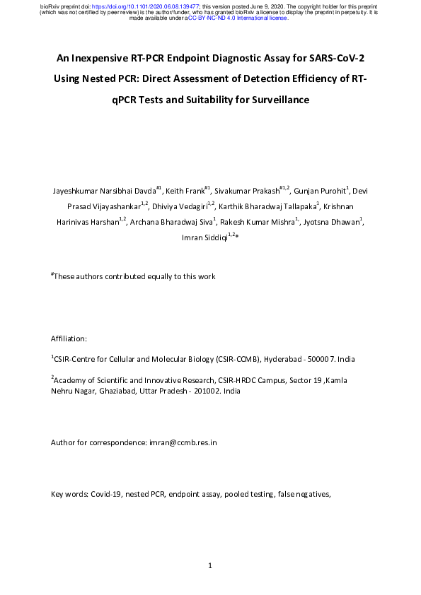 (PDF) An Inexpensive RT-PCR Endpoint Diagnostic Assay for SARS-CoV-2 ...