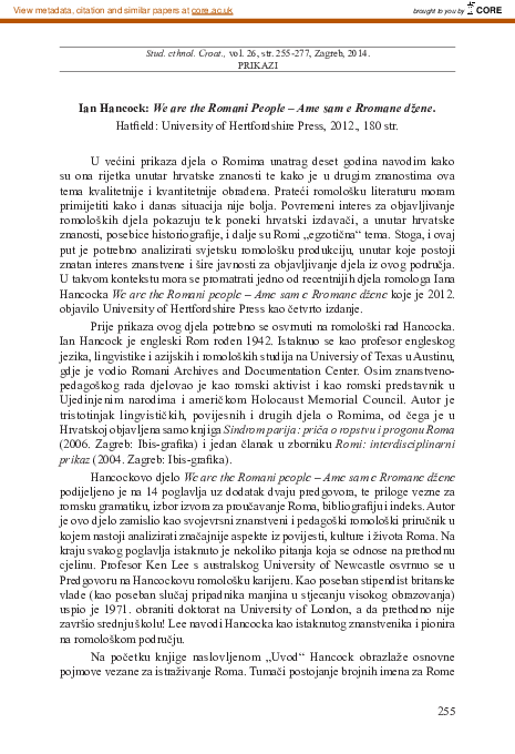 (PDF) Ian Hancock: We are the Romani People – Ame sam e Rromane džene