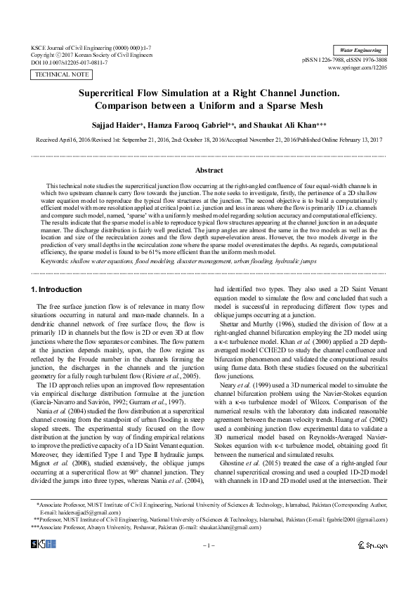 (PDF) Supercritical flow simulation at a right channel junction ...