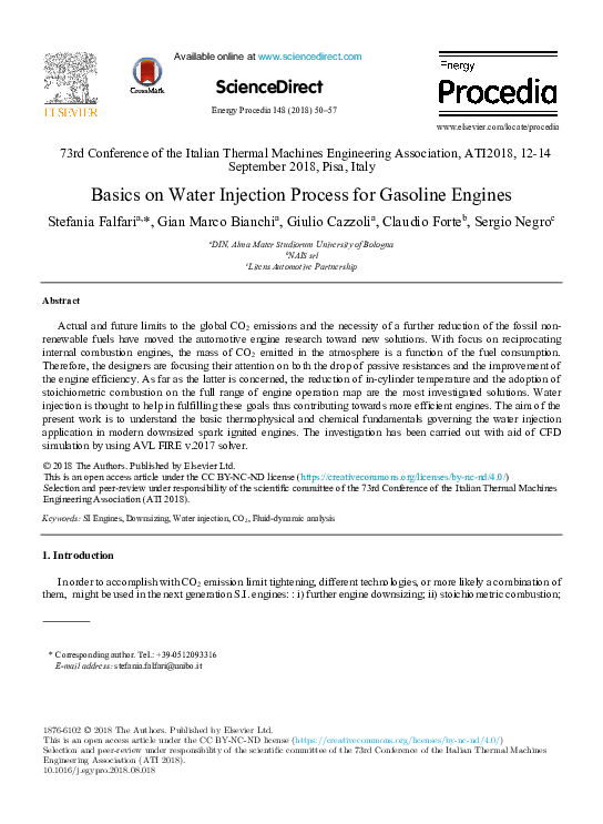 (PDF) Basics on Water Injection Process for Gasoline Engines