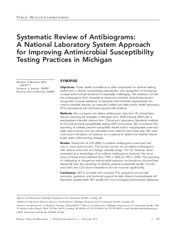 (PDF) Systematic Review of Antibiograms: A National Laboratory System ...