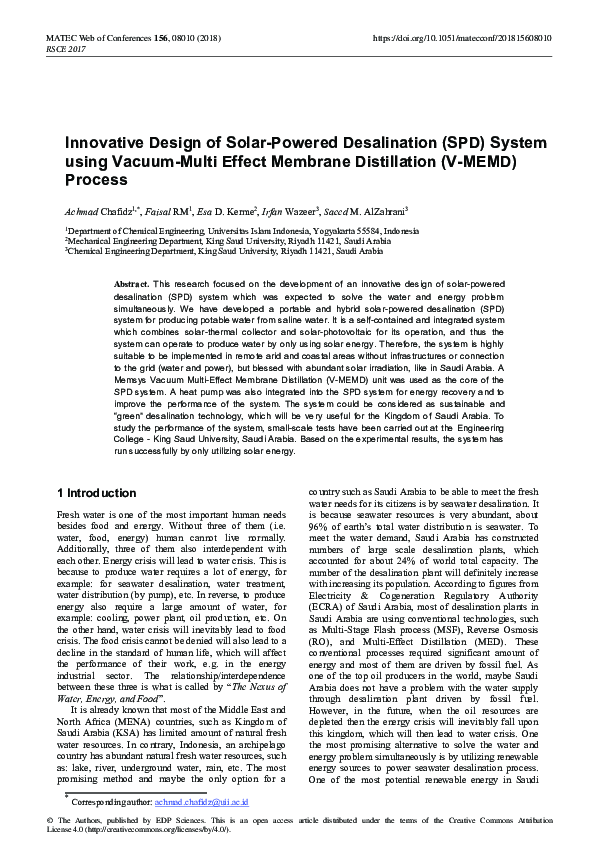 (PDF) Innovative Design of Solar-Powered Desalination (SPD) System using Vacuum-Multi Effect ...