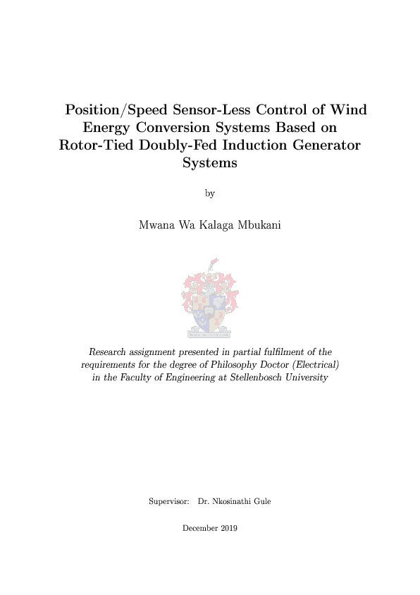 Pdf Position Speed Sensor Less Control Of Wind Energy Conversion Systems Based On Rotor Tied