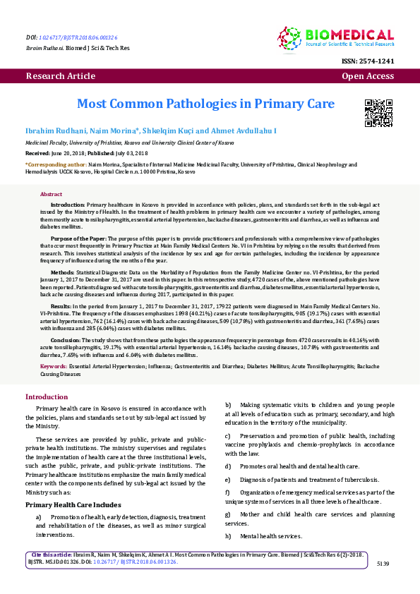 (PDF) Most Common Pathologies in Primary Care
