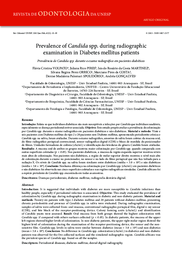 (PDF) Prevalence of Candida spp. during radiographic examination in ...