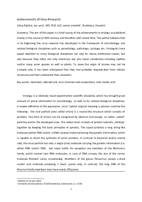 (DOC) Virus Research Achievements 2