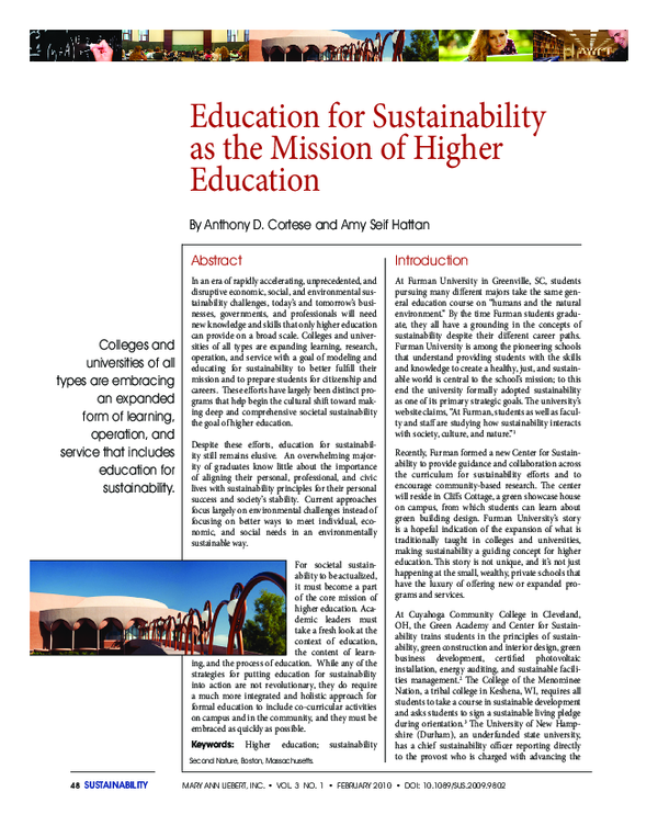 (PDF) Research and Solutions: Education for Sustainability as the ...