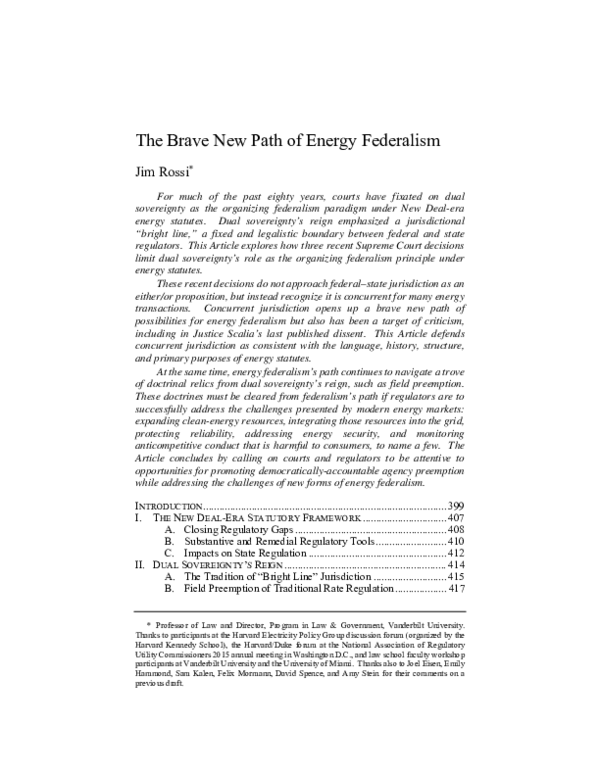 (PDF) The Brave New Path of Energy Federalism