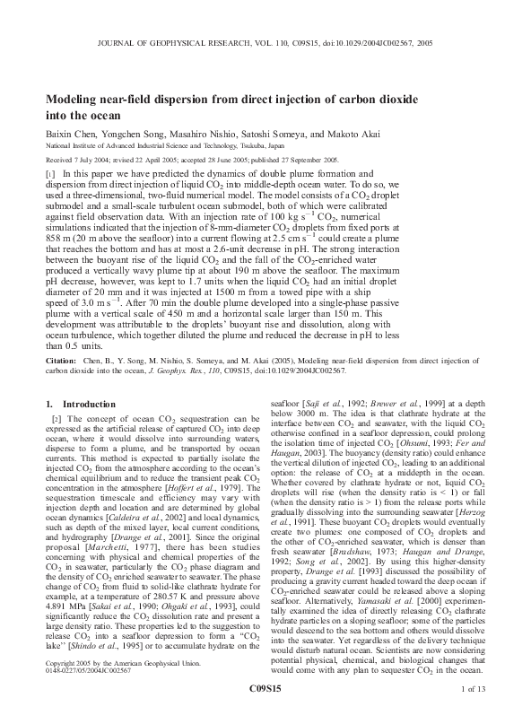 (PDF) Modeling near-field dispersion from direct injection of carbon ...