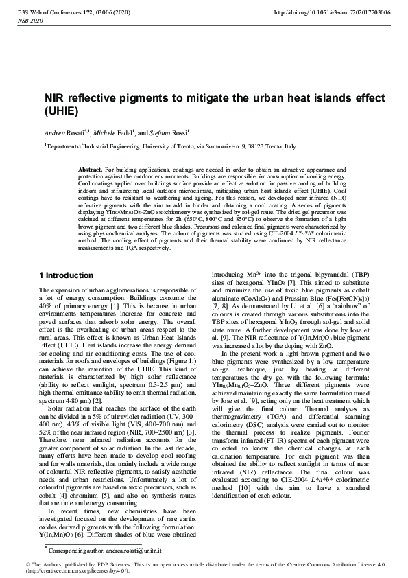 (PDF) NIR reflective pigments to mitigate the urban heat islands effect ...