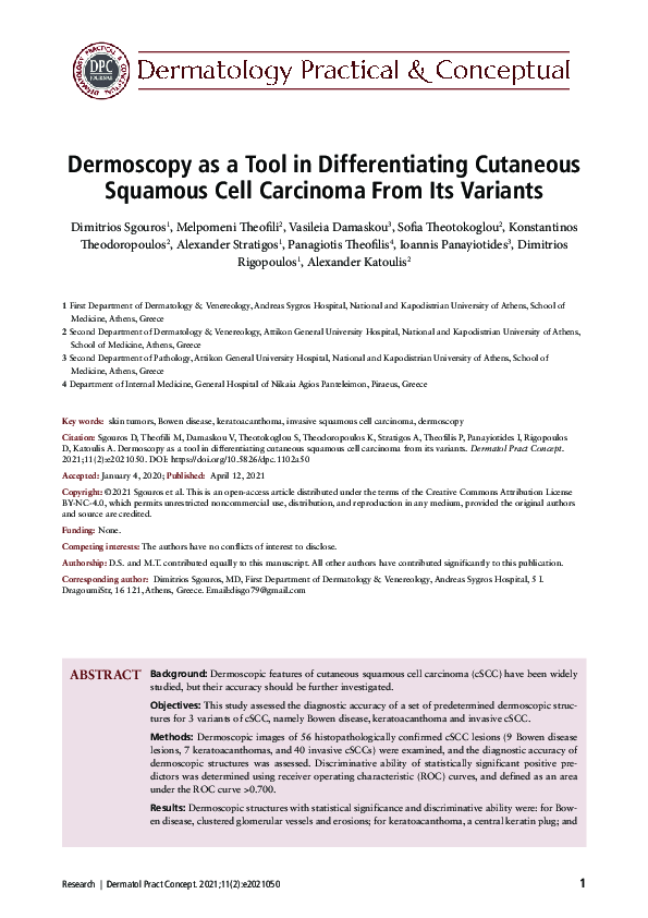 (PDF) Dermoscopy as a Tool in Differentiating Cutaneous Squamous Cell ...