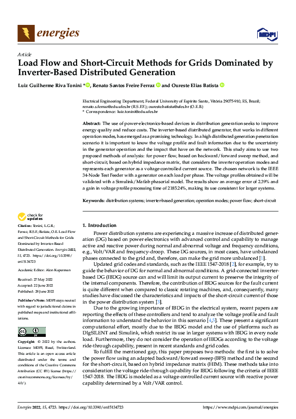 (PDF) Load Flow and Short-Circuit Methods for Grids Dominated by ...